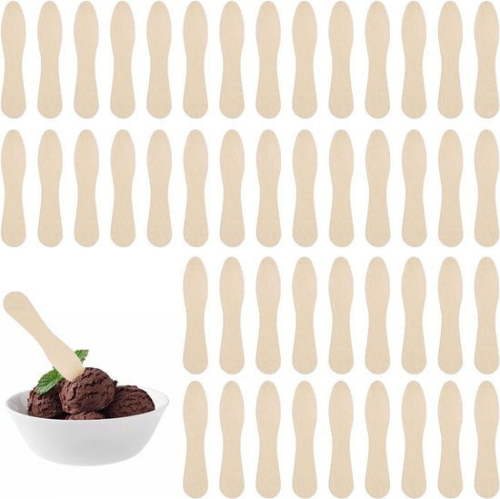- 200 pcs Wooden Ice Cream Scoop - Made of Wood - Biodegradable Mini ...