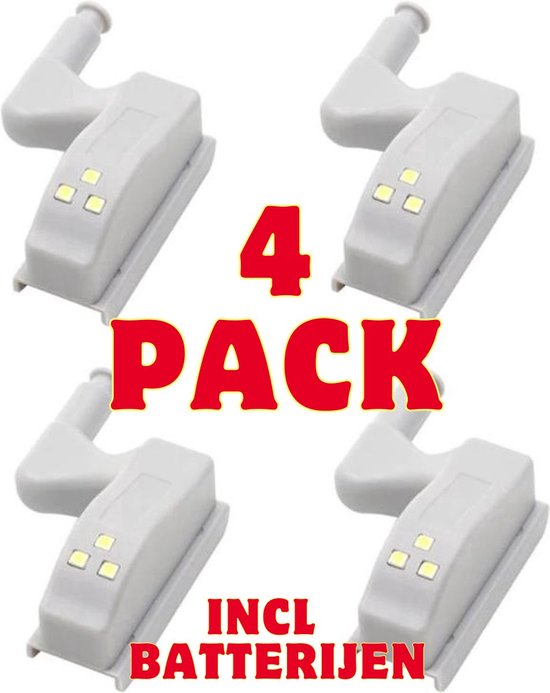 4 stuks Automatische LED Kast Verlichting | LED Scharnier Verlichting ...