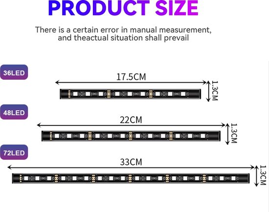 RGB Auto Led Verlichting App Gestuurd Met USB Aansluiting - 5v - 72 ...