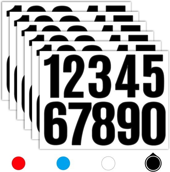 Zelfklevende Huisnummers Stickers Set - 6 Vellen Postbus Nummers | bol