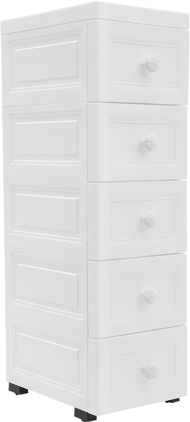 Smalle Commode - Ladekast Met Wielen - Opbergen Slaapkamer - 5 Laden ...