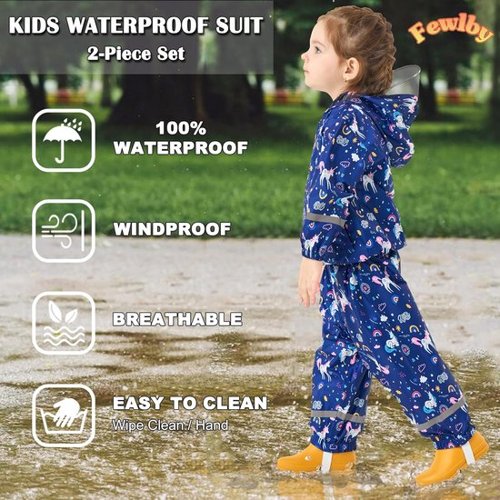 Kinder Regenpak Tweedelig Wind- en Waterdicht Modderpak voor Meisjes en ...