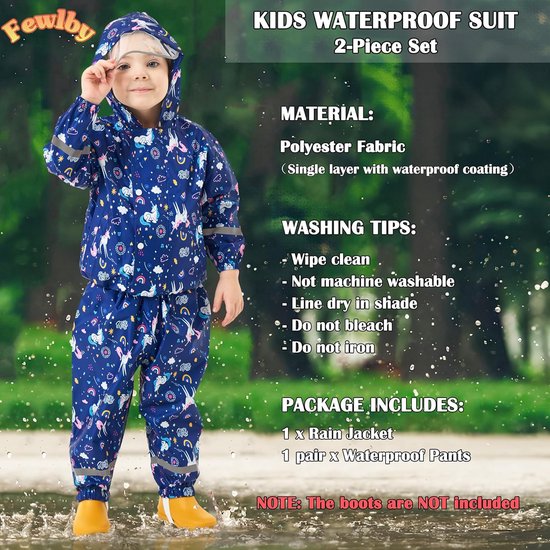 Kinder Regenpak Tweedelig Wind- en Waterdicht Modderpak voor Meisjes en ...