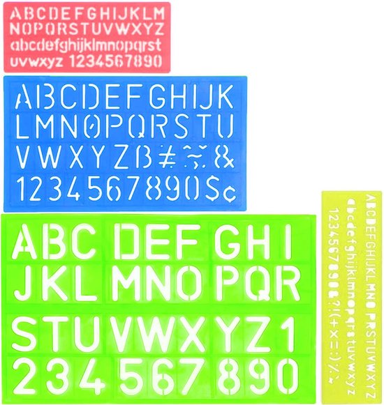 Letter Stencil Set - 4Pcs Alphabet Stencils - Nummer Stencils - Plastic ...