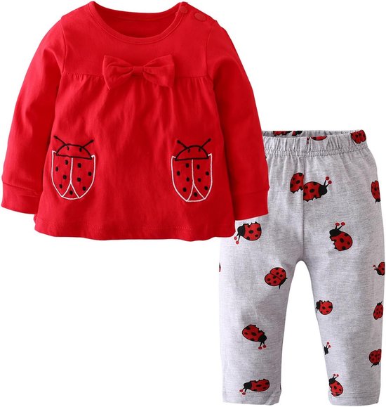 Schattige Baby Meisjes Kleding Set 2 Stuk met Lieveheersbeestje Patroon ...