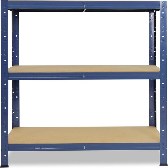 Metalen stellingkast blauw 100x40x30cm met 3 schappen | bol