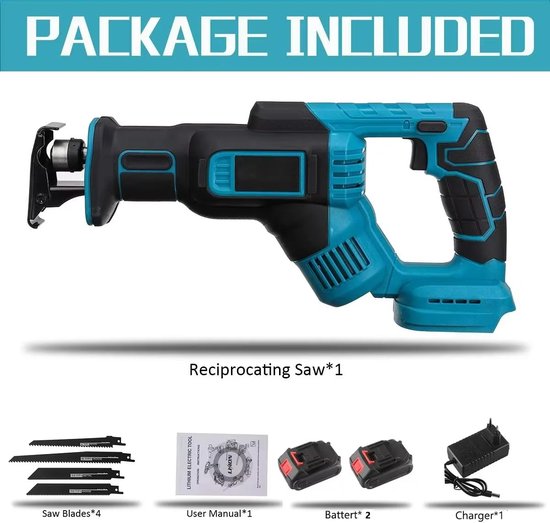HHHK - 18V Reciprozaag - Inclusief 2 accus - 4 Zaagbladen - Zaagmachine ...