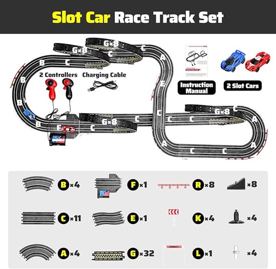Elektrische Slotracebaan voor Kinderen 7,5M – Racebaan Set met 2 ...