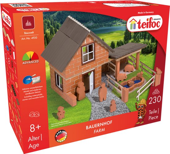 Teifoc® Bouwdoos – Boerderij – 230-delig – Met echte mini bakstenen ...
