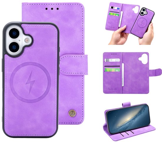 Casemania – Bookcase 2-1 MagSafe – iPhone 17 Paars | bol