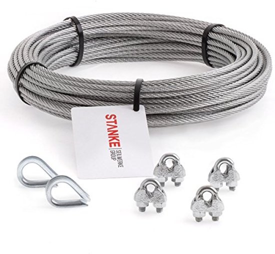 Verzinkt Staaldraad Set 40m - 3mm Staalkabel met Vingerhoed en ...