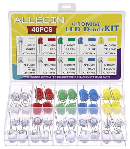 10 mm LED diodes set met hoge helderheid - 40 stuks in 10 kleuren | bol