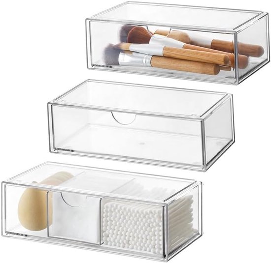 Cosmetic Organizer met Laden - 3 Stuks - Acryl Organizer voor Badkamer ...