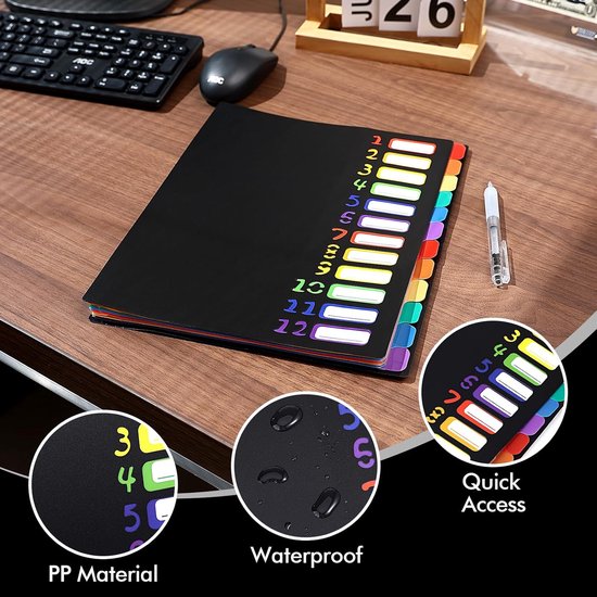 2-pack A4-kantoormappen, uitvouwbare mappen, mappen met 12 vakken ...