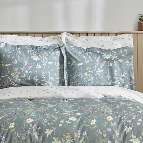 Hoogwaardige dekbedovertrekset - 100% katoen - rustgevend groen - set ...