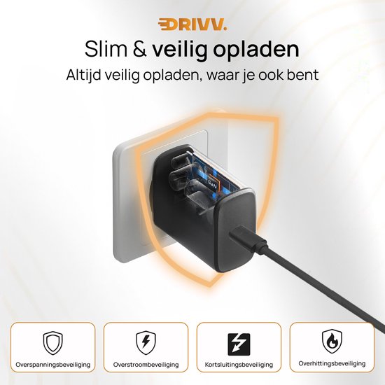 Drivv. USB C Oplader 35W - Snellader USB C - Power Adapter | bol