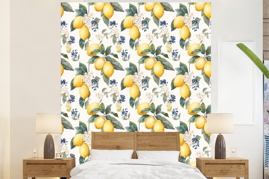 Behang - Fotobehang Frans - Citroen - Citrus - Bloesem - Geel - Groen ...