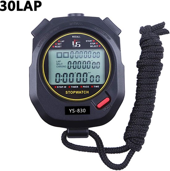 QTTVBTNA -Sport Stopwatch met 10 Ronden & Countdown Timer – Groot ...