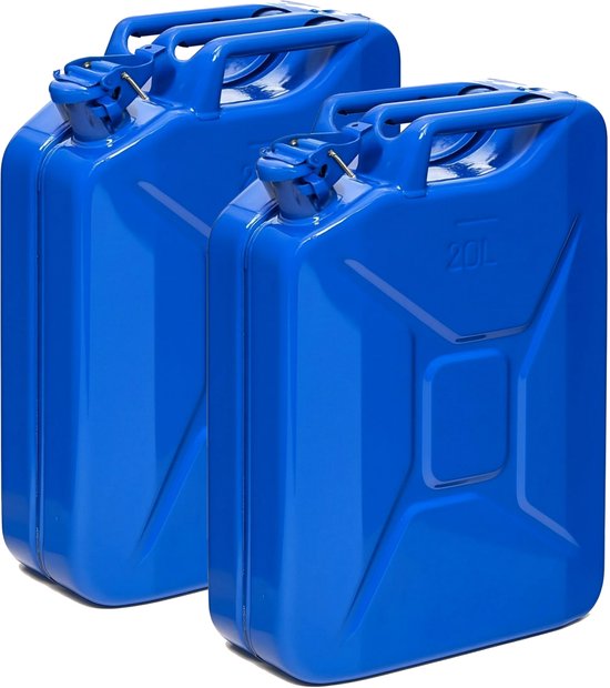 BW® Fuel Canister Metalen Benzineblik - Jerrycan 2x 20 Liter - Blauw ...