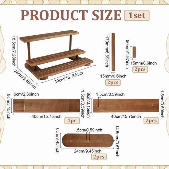 Allecto plus - Houten Kaart Display Stand 3-Tier Opbergrek voor Kaarten ...