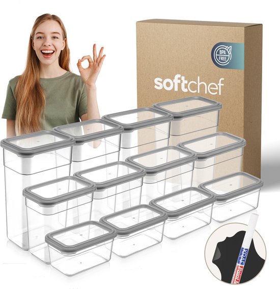 Soft Chef Slim Soft Box 12 delige rechthoekige voedselbewaarset (4x580 ...