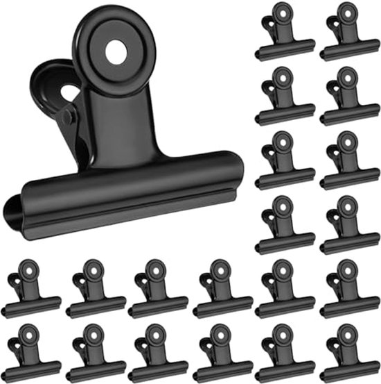 Zwarte Bulldog Clips - 20 Stuks - 30 mm - Metalen Document Clips voor ...