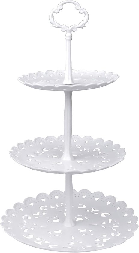 3 Layers White Cake Stand - Round Cupcake Display Stand - Dessert Stand ...