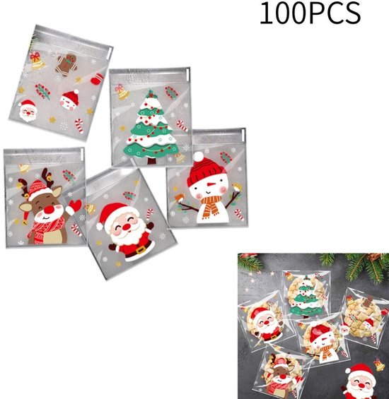 100 stuks, snoepzakken, kerstzakken, verpakkingszakken, snackzakken ...