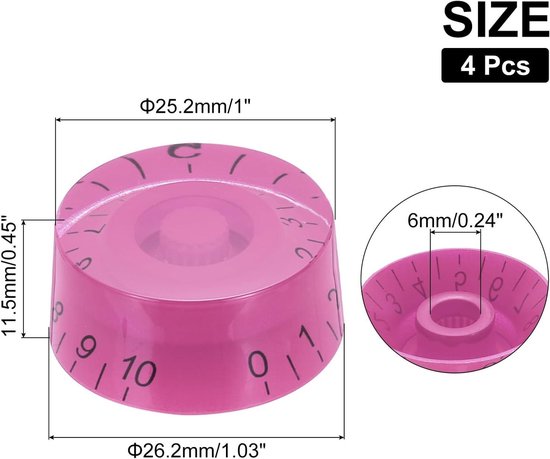 Allecto plus - E gitaarknoppen set paars voor speed volume en toon controle -... | bol