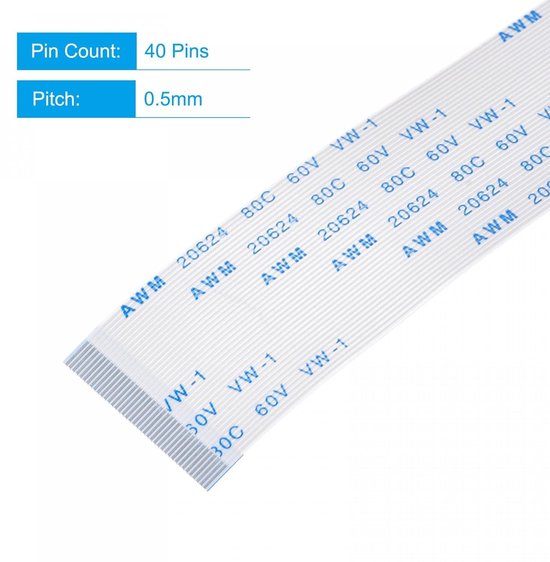 5-delige FFC FPC kabel set - 40 pin 0,5 mm - 500 mm (A type) - voor LCD ...