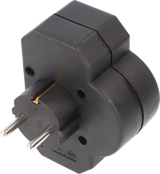 Prise multiple 2x Euro et 1x contact de sécurité noir avec interrupteur ...