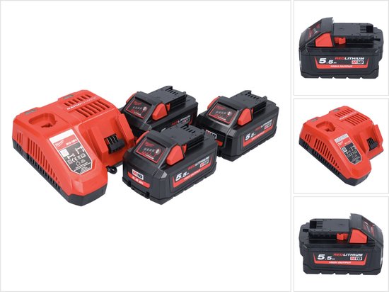 Milwaukee M18 NRG-553 Accu Starter Set Hoog Rendement 18 V + 3x accu 5. ...