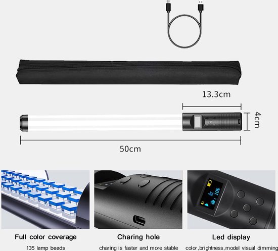 50Cm 20 "Rgb Handheld Led Video Licht Wand Stick Fotografie Licht Met ...