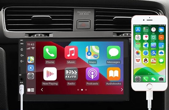 MoTronics 7023B 2 Din autoradio met CarPlay, Android auto en ...