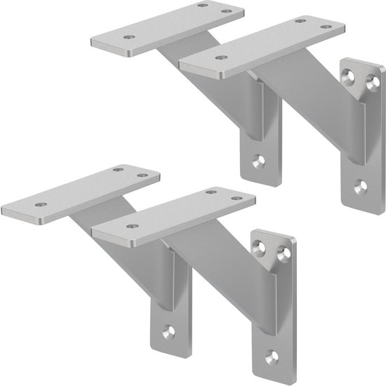 ML-Design 4 stuks plankdrager 120x120 mm, zilver, aluminium, zwevende ...