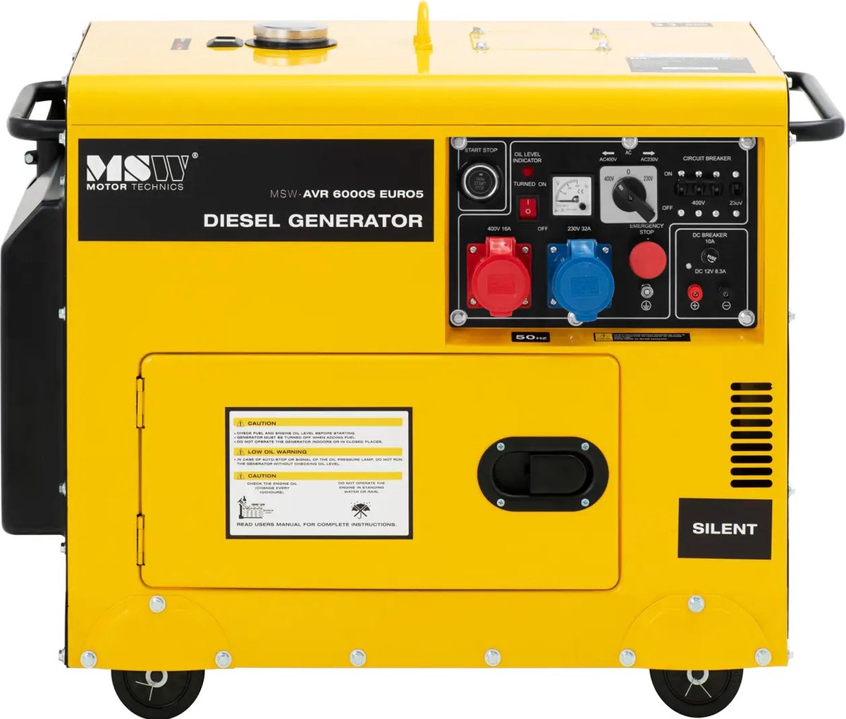 MSW Noodgenerator diesel - 5100 / 6000 W - 16 L - 240/400 V - mobiel ...