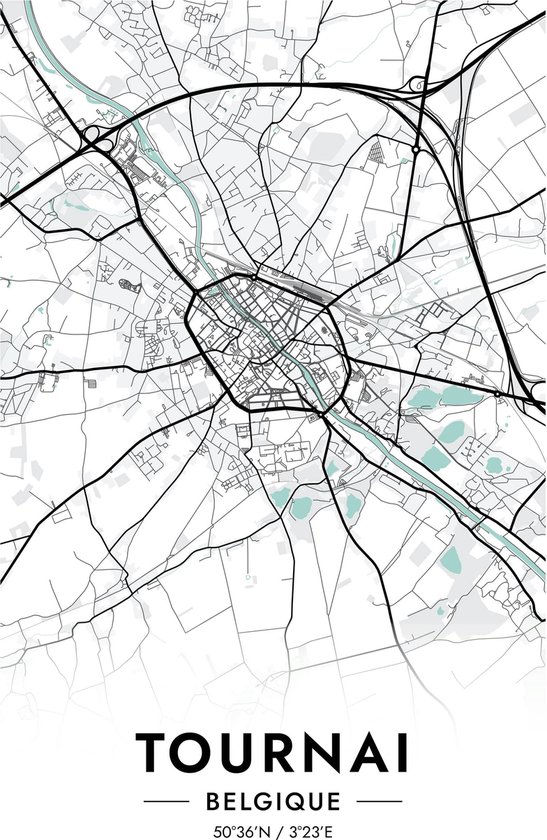 Tournai Poster Blauw | Tournai Map | Kaart van Tournai | Stadposter ...