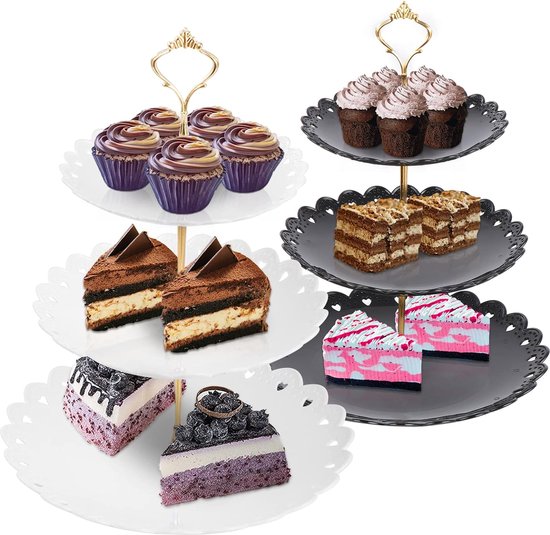 2 x 3 lagen Cupcake Stand Dessertbakje Fruit Koekje Snoep Display Stand ...