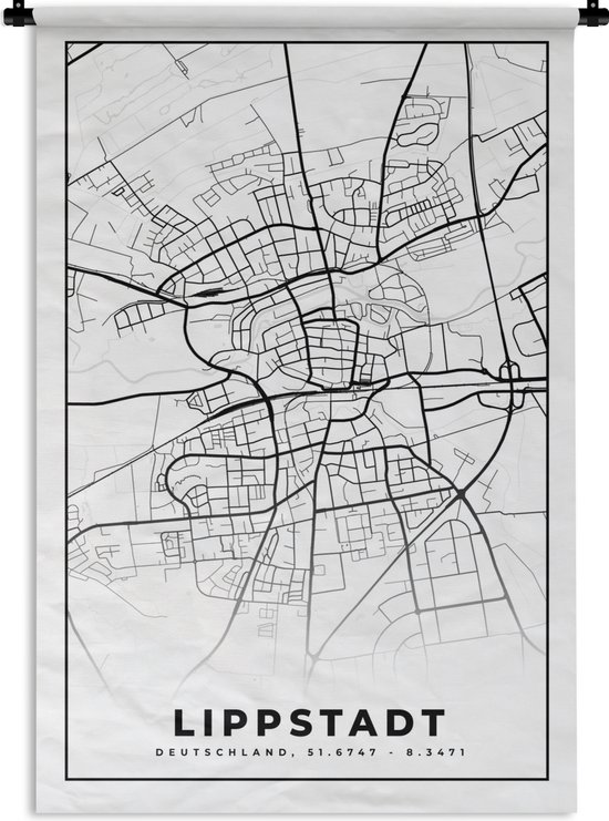 Wandkleed - Wanddoek - Lippstadt - Plattegrond - Stadskaart - Kaart ...