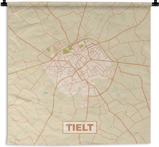 Wandkleed - Wanddoek - Vintage - Kaart - Stadskaart - Plattegrond ...