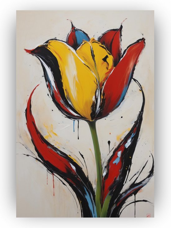 Tulp Jackson Pollock stijl poster - Tulp wanddecoratie - Posters ...