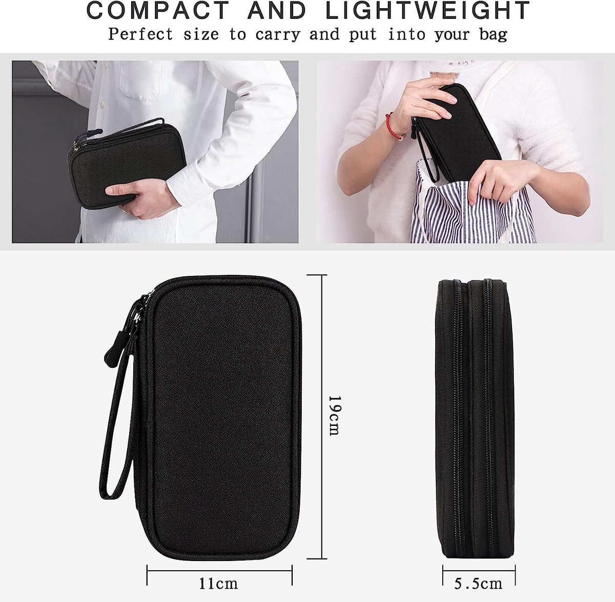 Kabeltas, organizer voor elektronica-accessoires, draagbare ...