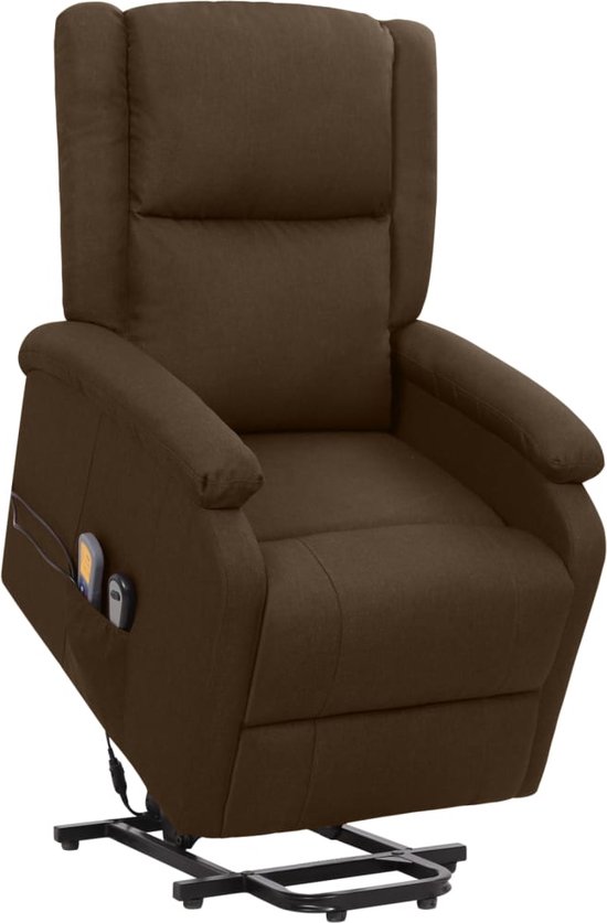 vidaXL Sta-op-massagestoel stof donkerbruin - Sta-opstoel - Sta ...