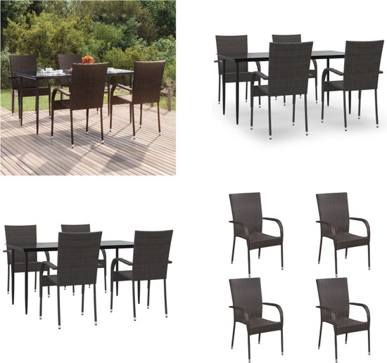 vidaXL 5-delige Tuinset poly rattan bruin - Tuinset - Tuinsets - Tuin ...