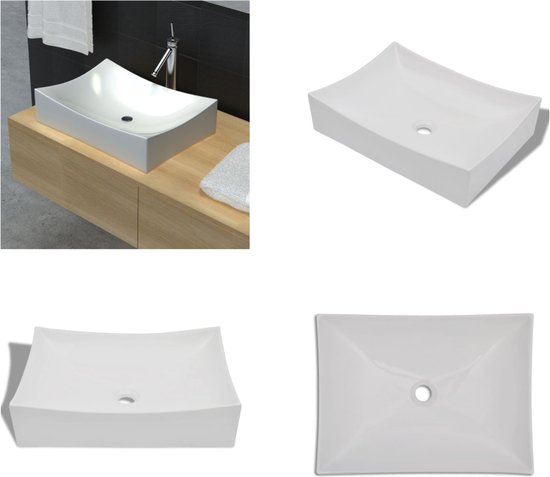 vidaXL Keramische wasbak schaalvormig hoogglans (wit) - Wasbak ...
