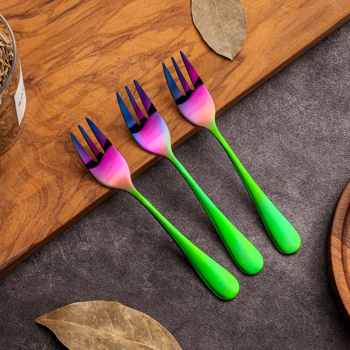 Alheco 12 gebaksvorkjes - RVS - Kleine vorkjes set - Regenboog | bol