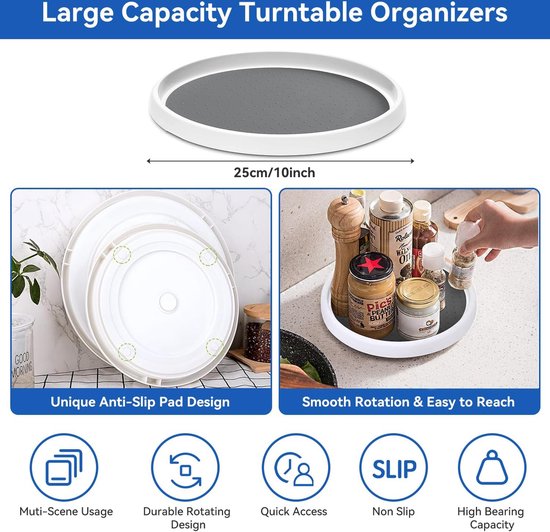 Draaiplateau, organizer, antislip, kruidenrek, organizer voor kast, eetkamer, keuken,... | bol