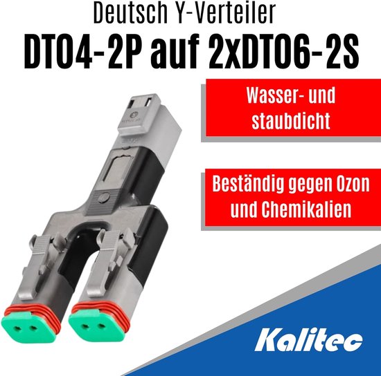 Kalitec Y-verdeler DT06-2S/DT04-2P 2-polig I Y-splitter I grijze behuizing IY adapter... | bol