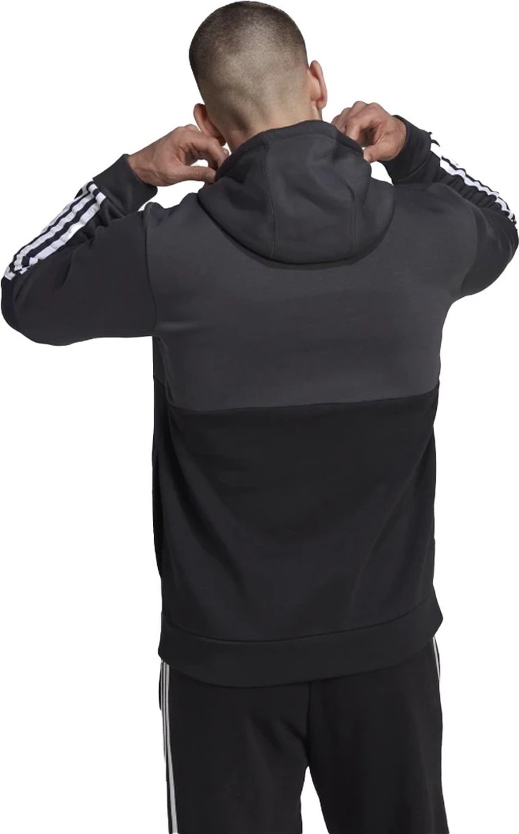 Adidas essentials colorblock fleece hoodie in de kleur zwart. | bol