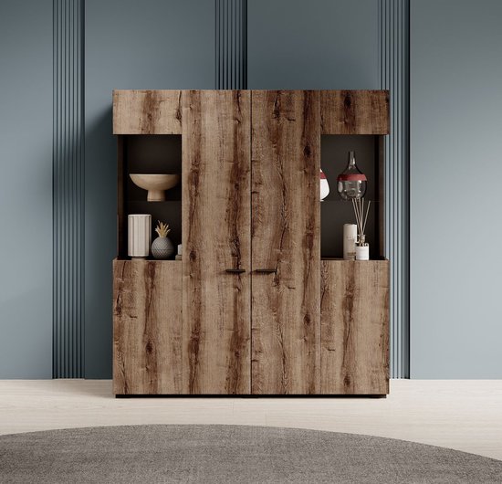 Meubella - Dressoir Charo - Donker eiken - 110 cm | bol
